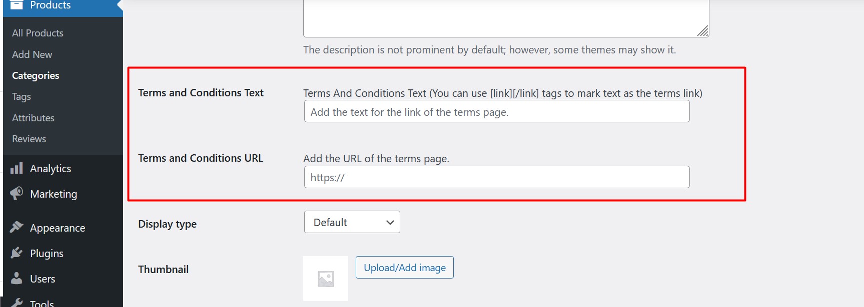 Terms and Conditions to categories - Terms and Conditions per Product